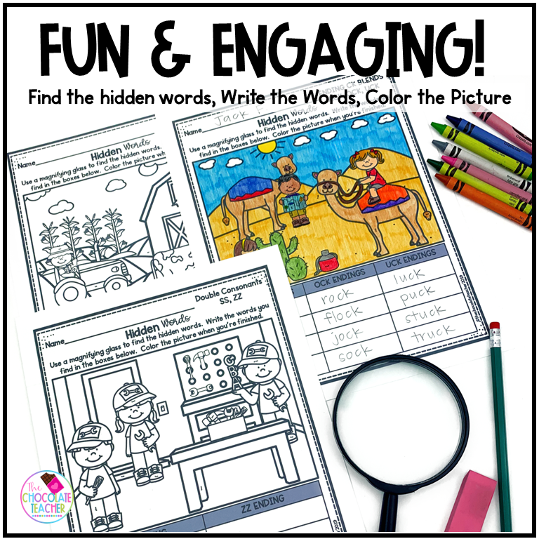 Ending Blends - Double Consonants - Phonics Worksheets - Hidden Words ...