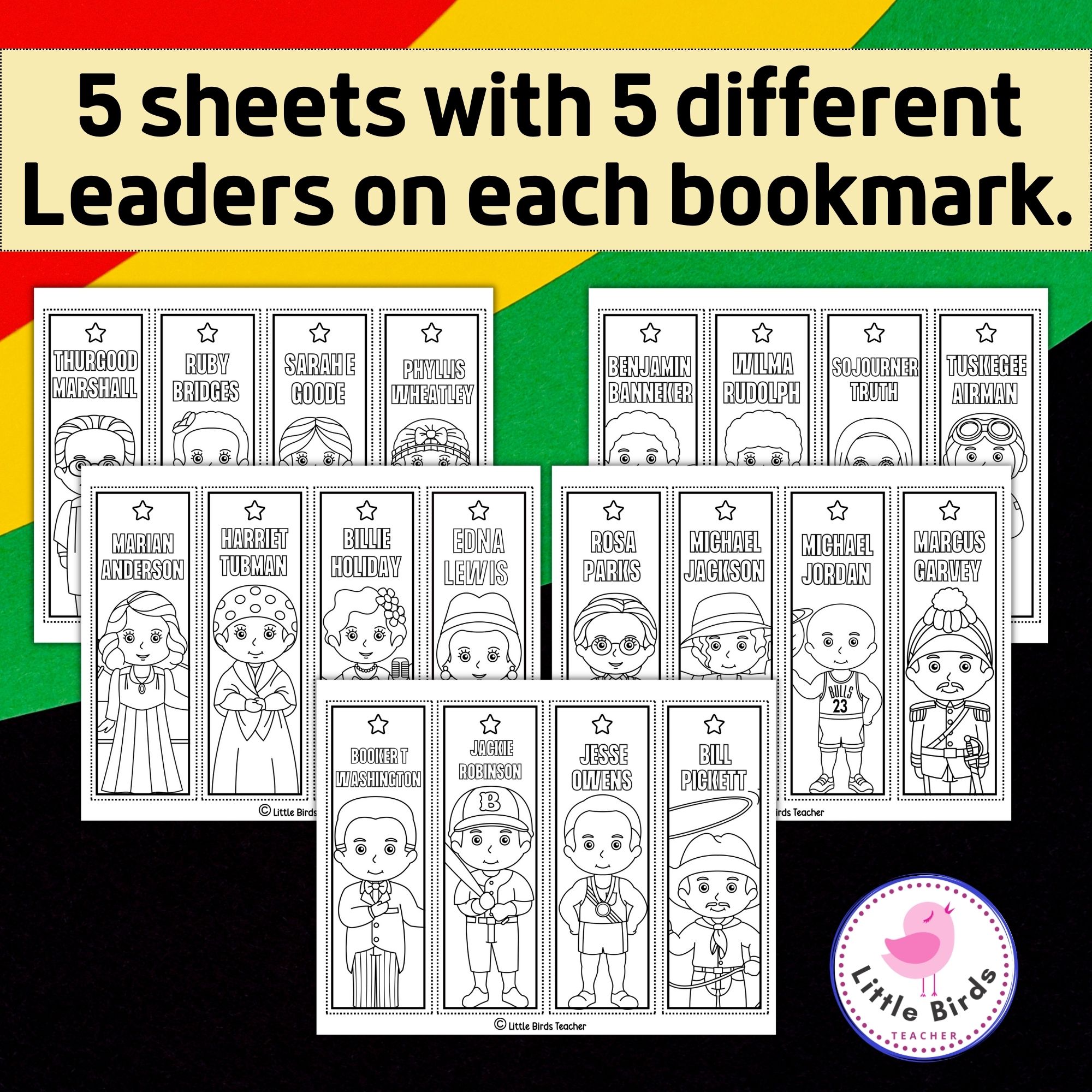 Black History Month Coloring Bookmarks | Civil Right Activists ...
