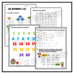 FRENCH Numbers 1-20 / Les Nombres 1-20 Activities Worksheets | Made By ...