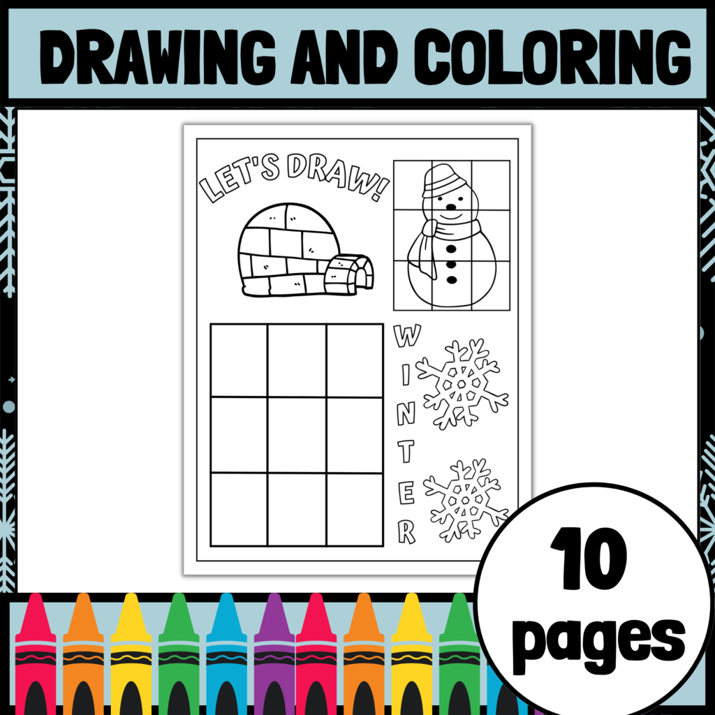 Winter Grid Drawings | Winter Graphing Worksheets | Winter coloring ...