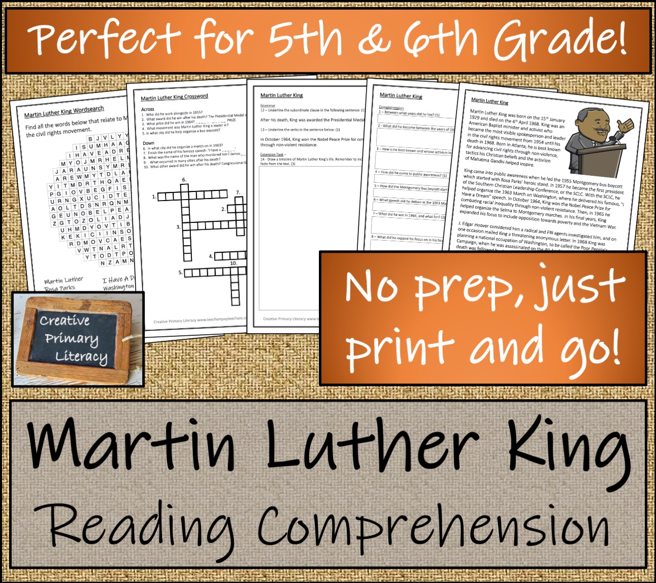 Martin Luther King Close Reading Comprehension Activity | 5th Grade ...