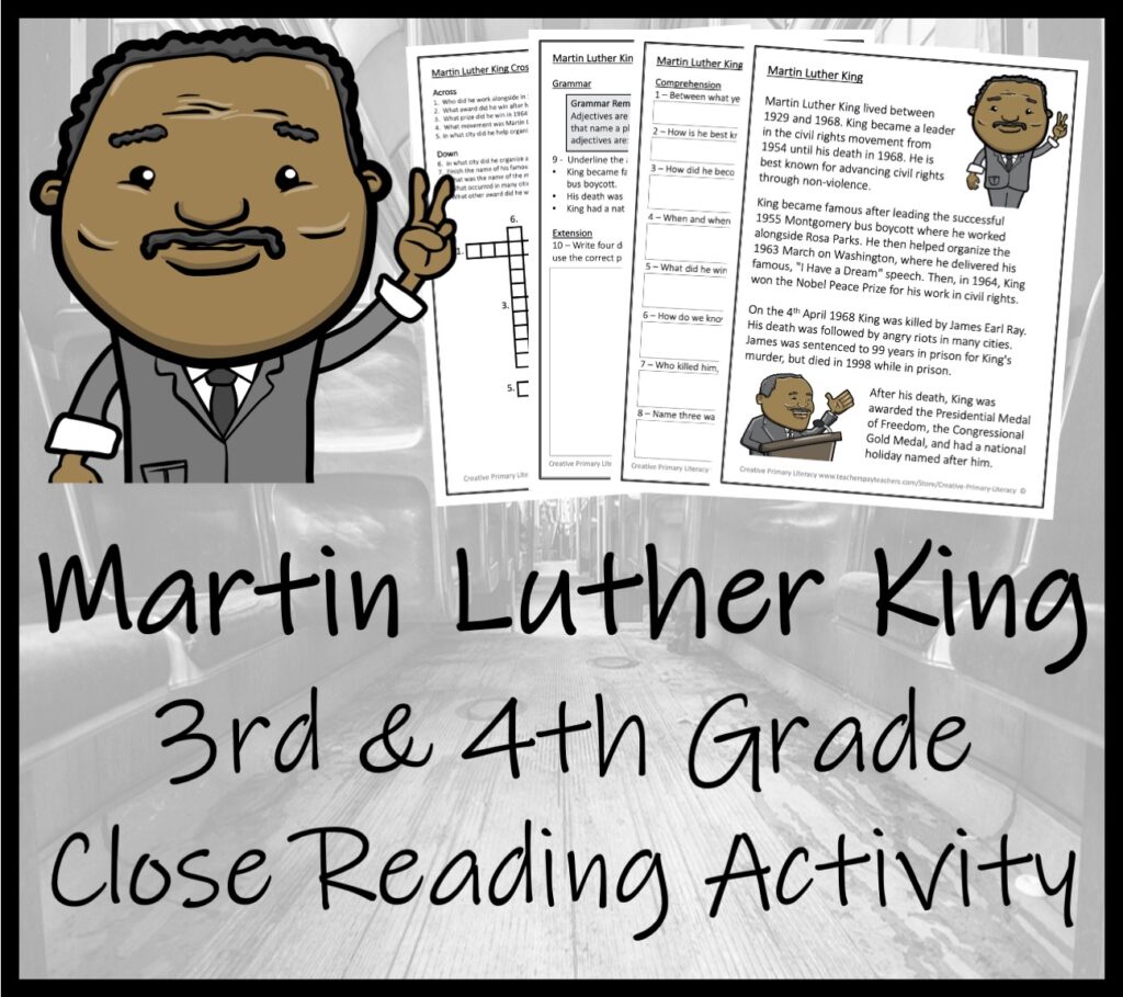 Martin Luther King Close Reading Comprehension Activity | 3rd Grade ...