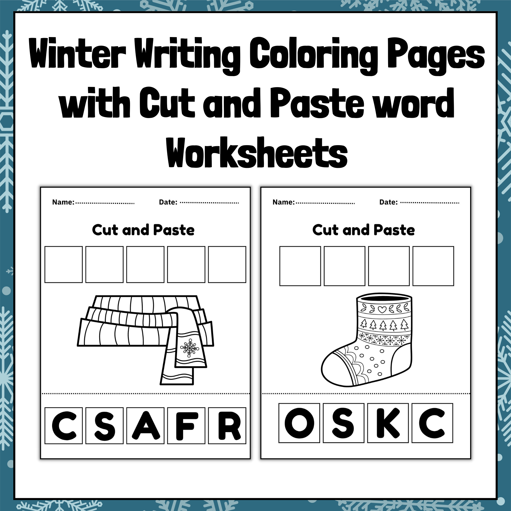 Winter Coloring Pages with Cut Paste Word - Return from winter break ...