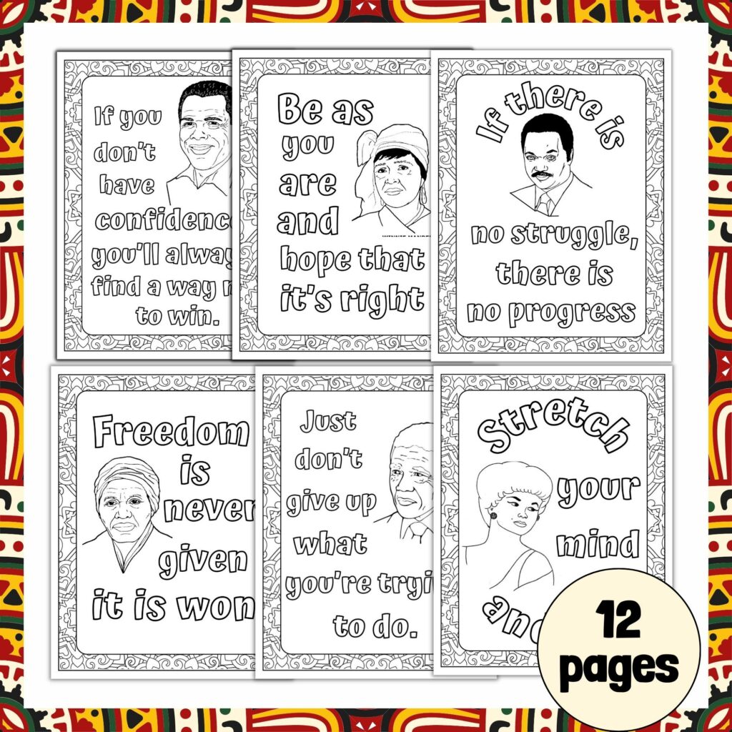 Black History Coloring Pages | January MLK Day Coloring sheets Quotes ...