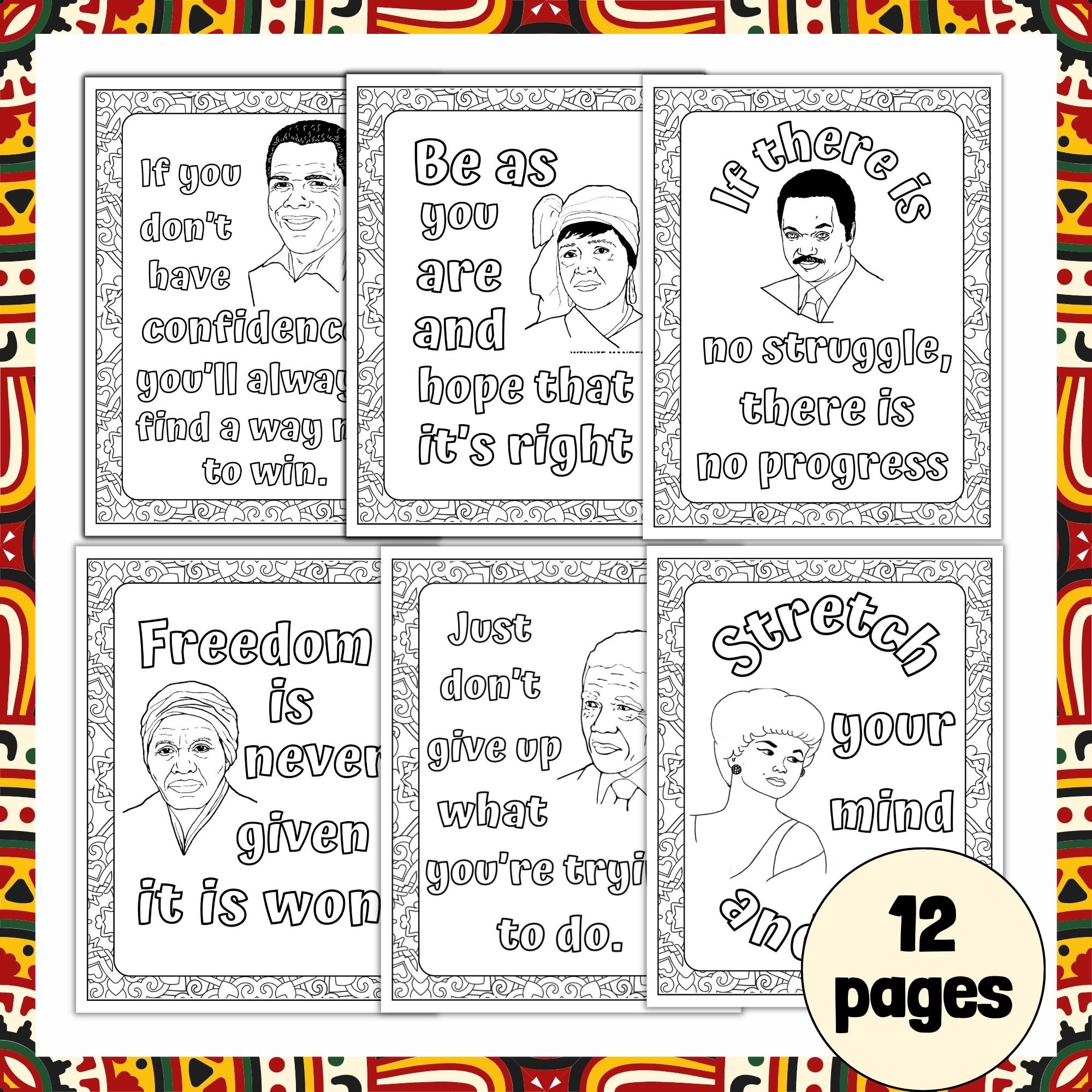 Black History Coloring Pages | January MLK Day Coloring sheets Quotes ...