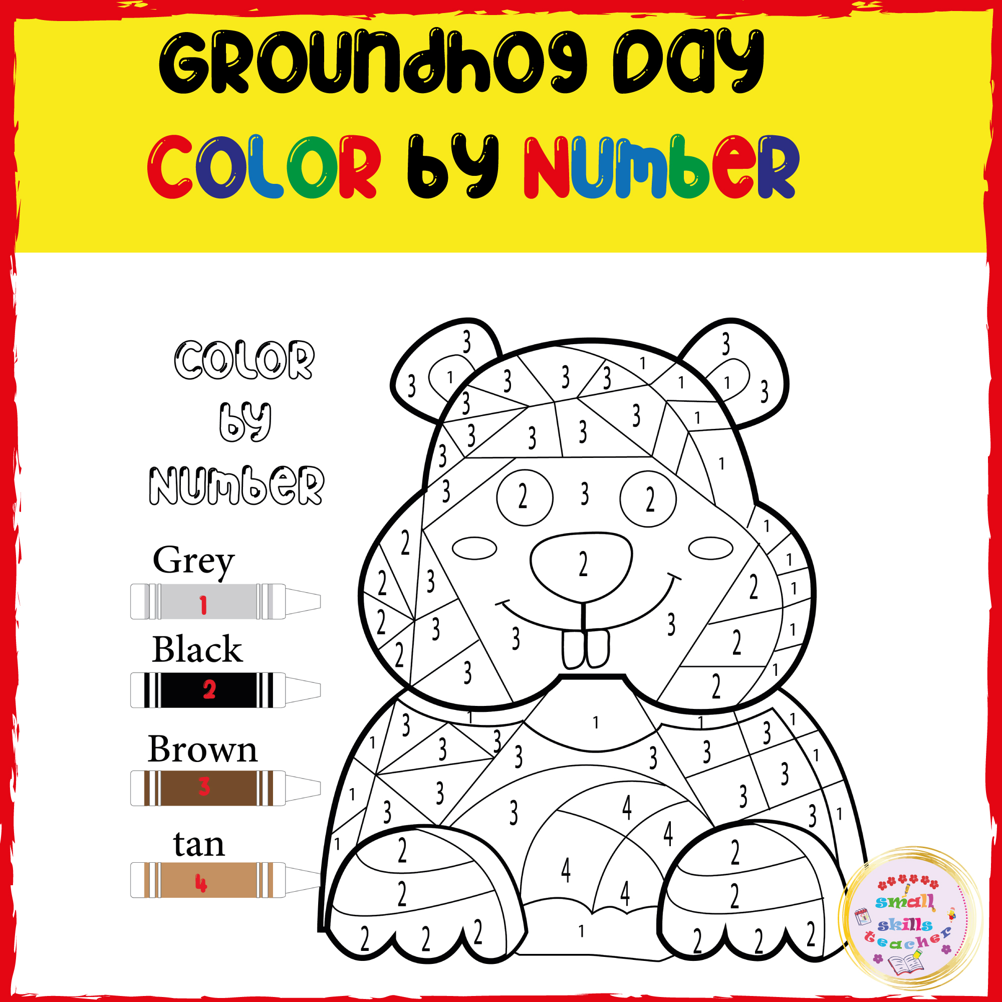 Groundhog Day Color by Number | Made By Teachers