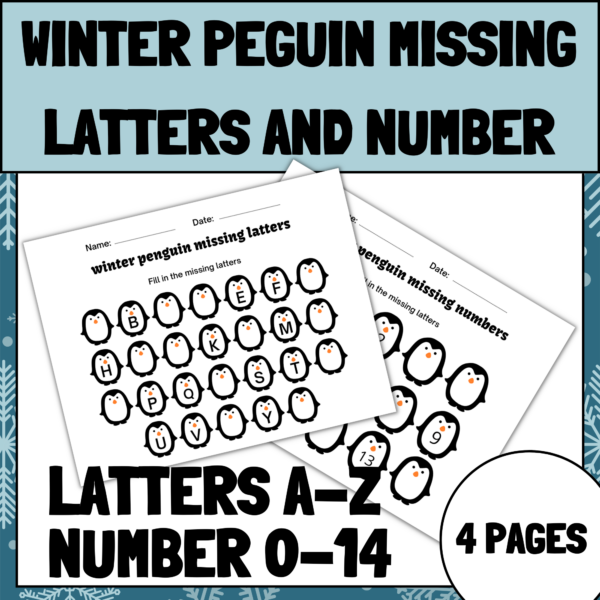 Fun winter activities missing letters A-Z & missing numbers | winter ...