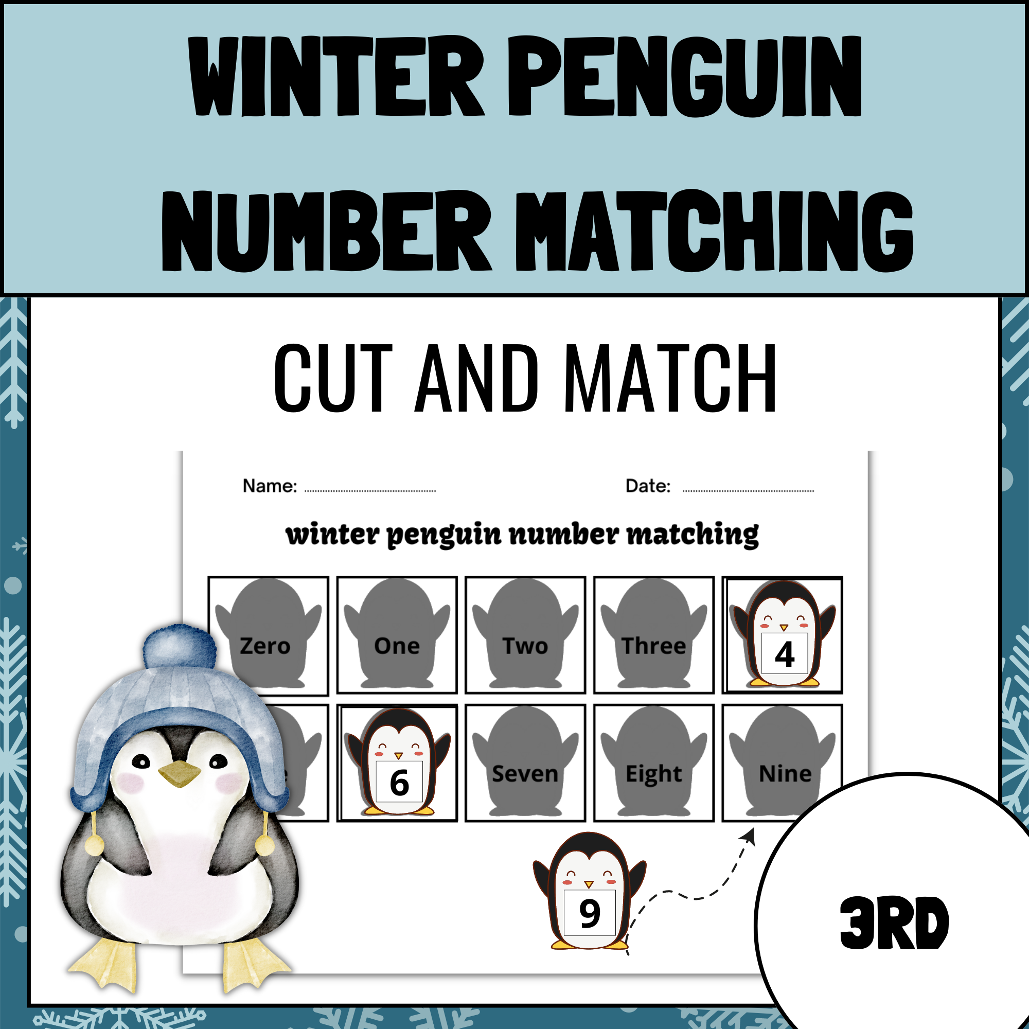 Winter penguin number matching | December Winter Xmas Activities | cut ...