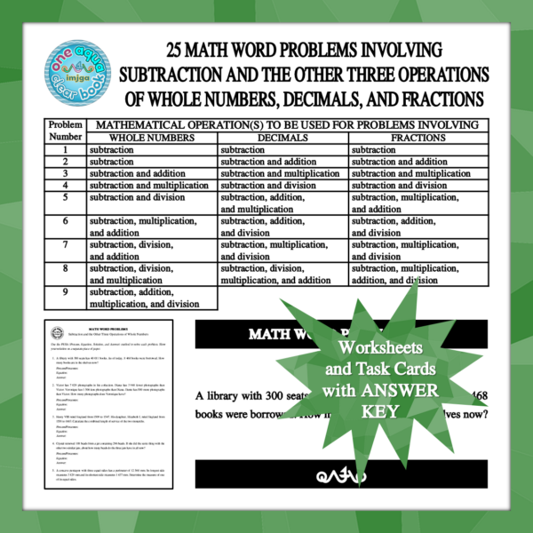 Subtraction & the Other 3 Operations of Whole Numbers, Decimals ...