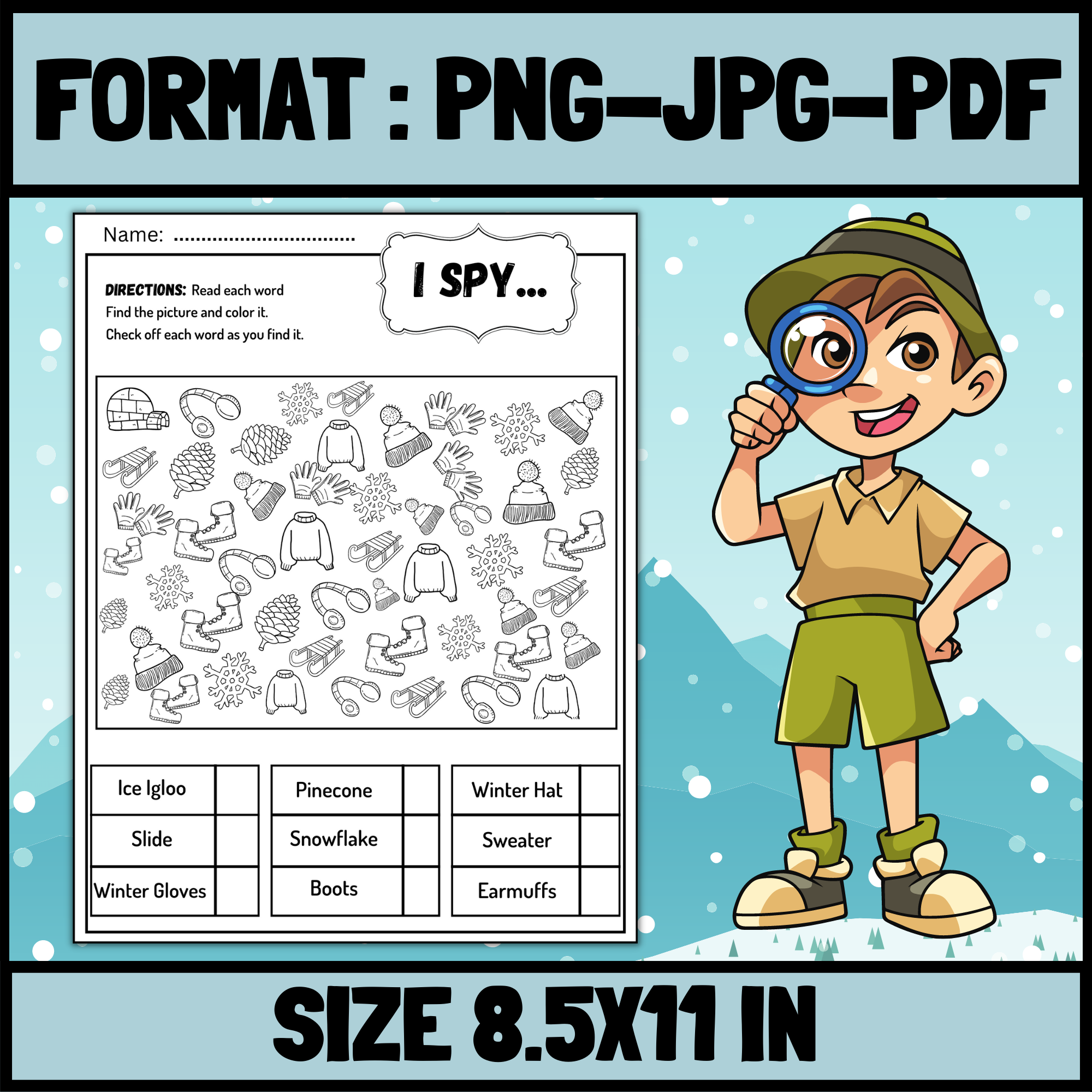 Winter Graphing | I Spy Winter | Counting | Coloring | I spy Winter ...