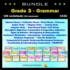 MEGA-BUNDLE Grades 2 and 3 Grammar - 158 worksheets - Nouns Verbs ...