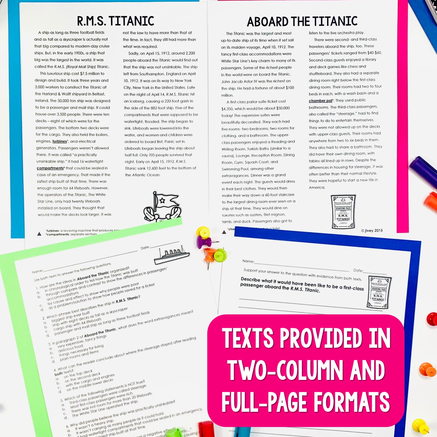 Paired Texts [Print & Digital]: Titanic Grades 4-6 | Made By Teachers