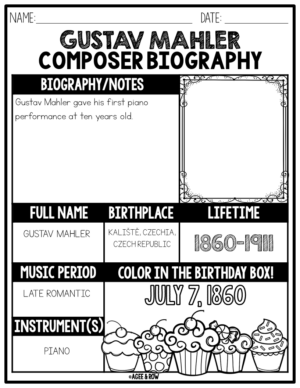 Gustav Mahler Classical Music | Social-Emotional Listening Activities ...