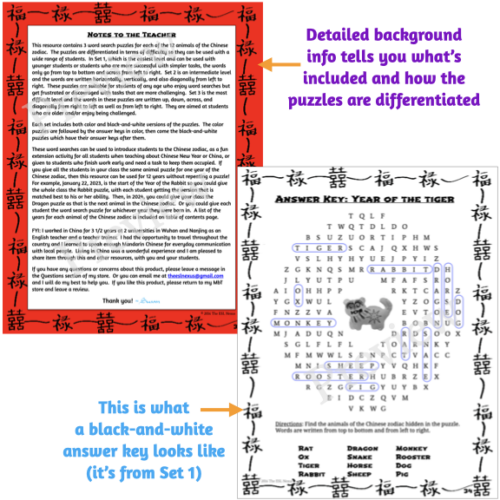 Chinese New Year Word Search Puzzles about the Chinese Zodiac | Made By ...