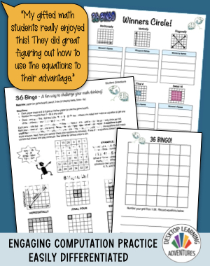 36 Bingo Order of Operations Math Computation Game | Made By Teachers