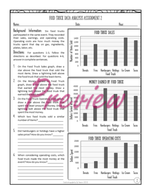 Reading and Interpreting Bar Graphs Worksheets: Data Analysis with Food ...