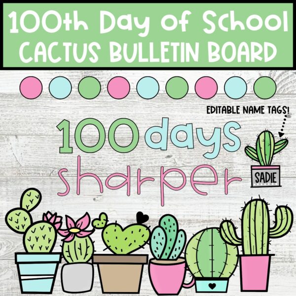 100th Day of School Bulletin Board Kit with EDITABLE Name Tags: 100 ...