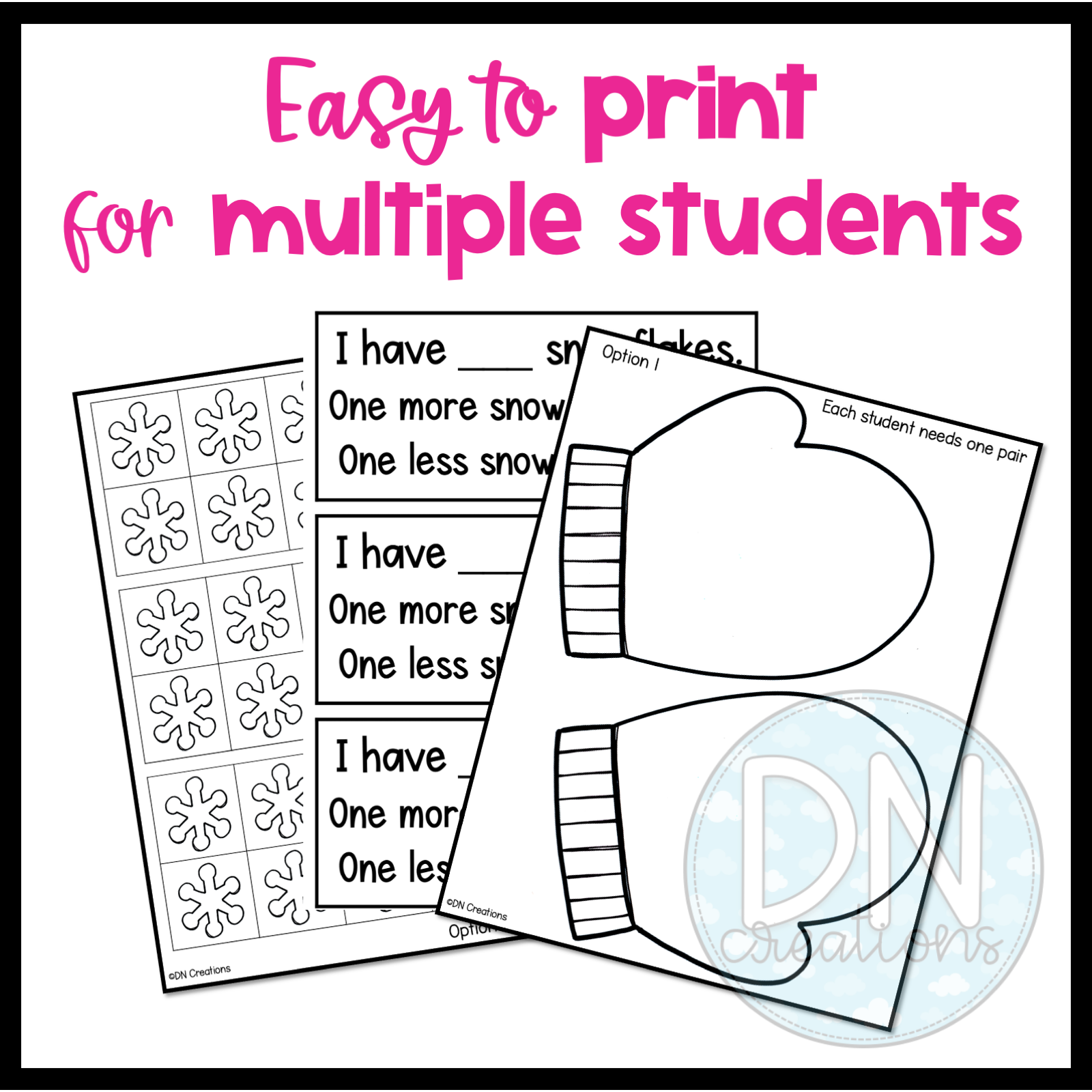 Snow Winter Mitten Crafts l Kindergarten Math Craft l The Mitten Winter ...