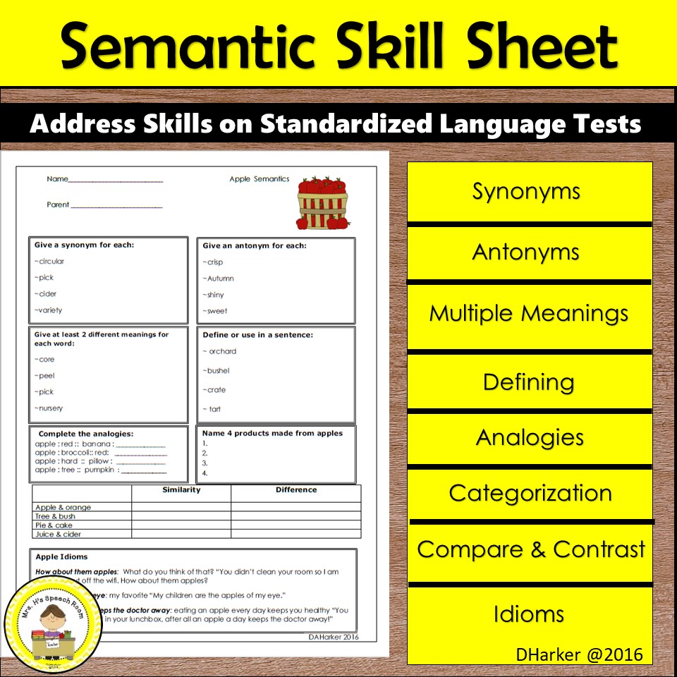 High School Speech Therapy Vocabulary and Grammar Skill Sheets ...