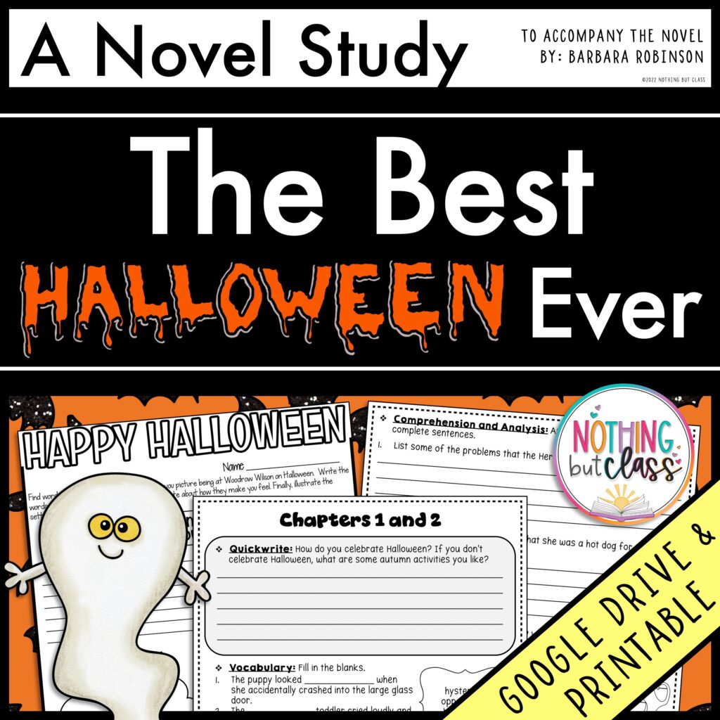 The Best Halloween Ever Novel Study Unit | Comprehension and Vocabulary ...