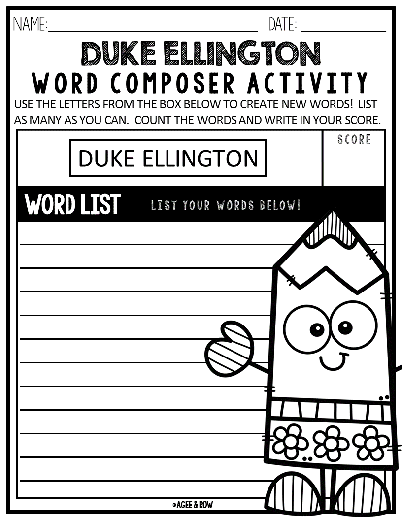 Duke Ellington Jazz | SEL Activities for Black History Month | Made By ...