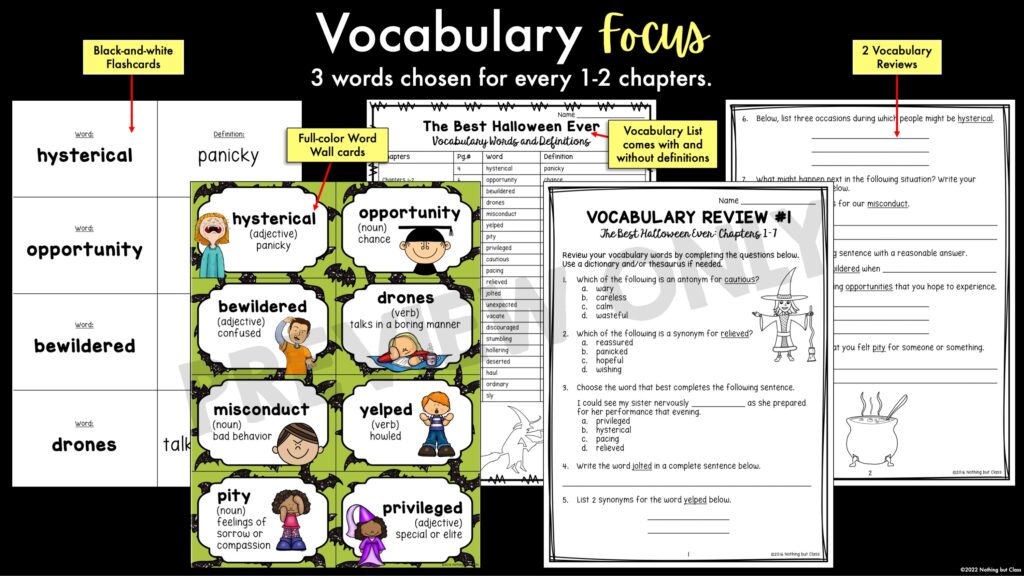 The Best Halloween Ever Novel Study Unit | Comprehension and Vocabulary ...
