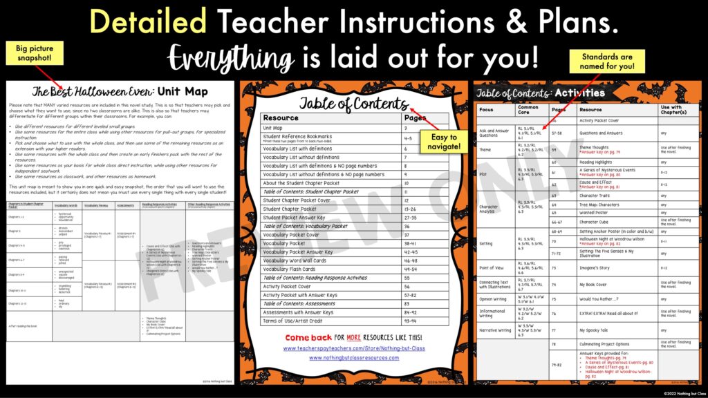 The Best Halloween Ever Novel Study Unit | Comprehension and Vocabulary ...