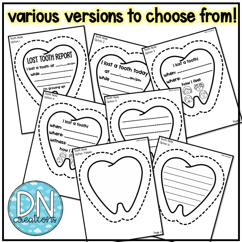 Lost Tooth Awards Notes and Classroom Displays l I Lost a Tooth | Made ...