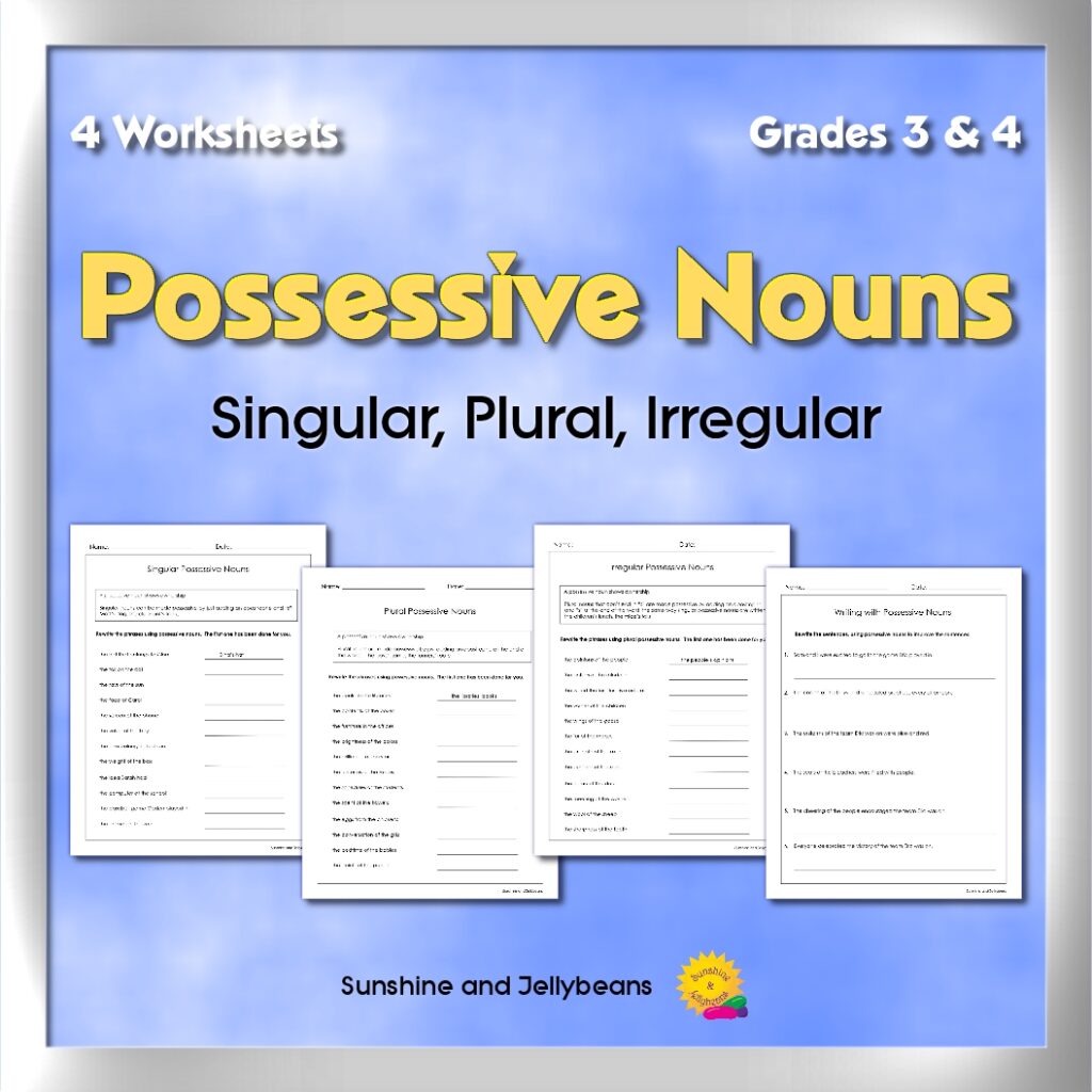 Nouns - BUNDLE - Grades 3-4 - Plural-Possessive-Abstract - 14 ...