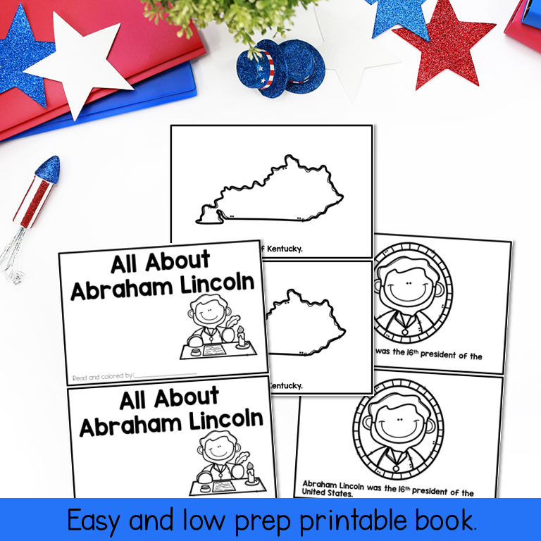 Abraham Lincoln President's Day Emergent Reader for Preschool and ...