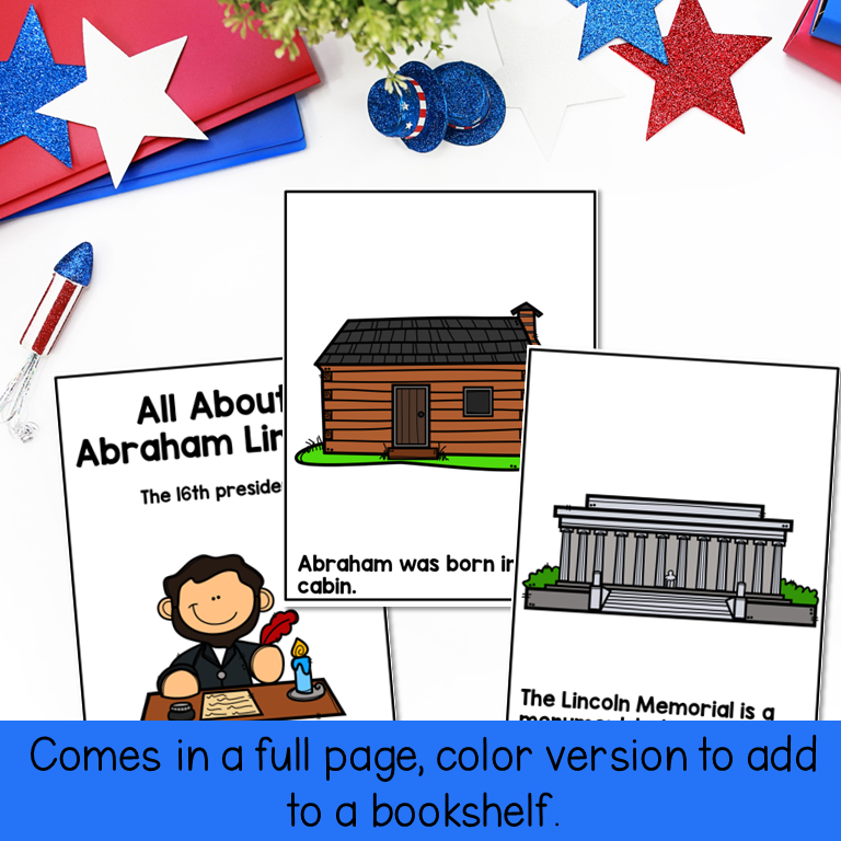 Abraham Lincoln President's Day Emergent Reader for Preschool and ...
