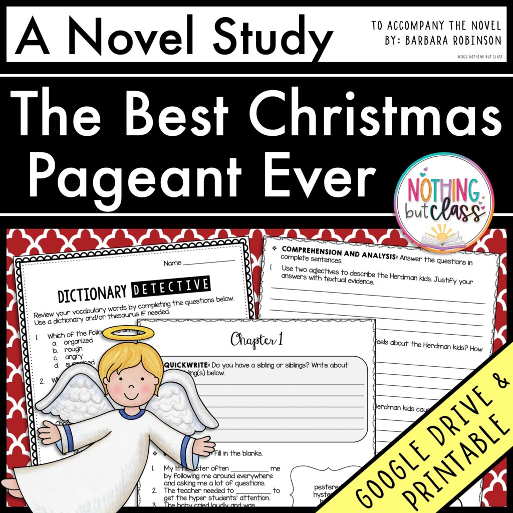 The Best Christmas Pageant Ever Novel Study Unit | Comprehension with ...