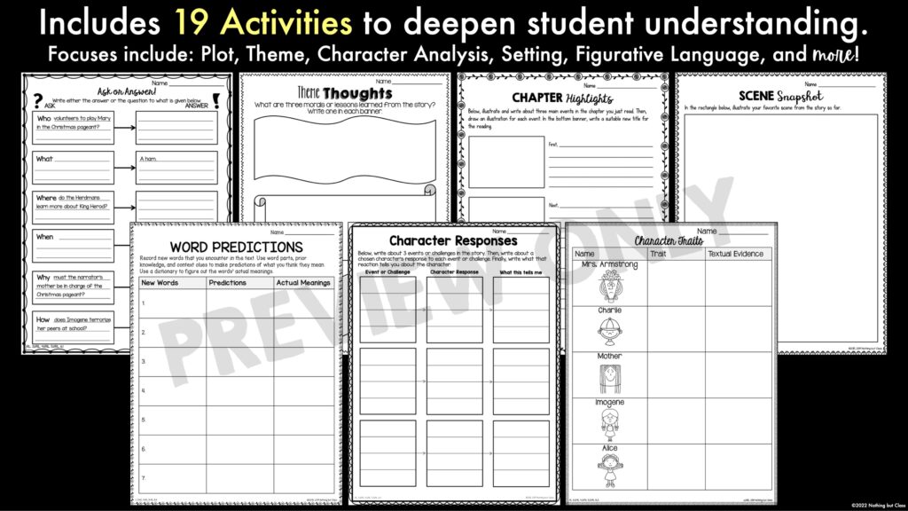 The Best Christmas Pageant Ever Novel Study Unit | Comprehension with ...