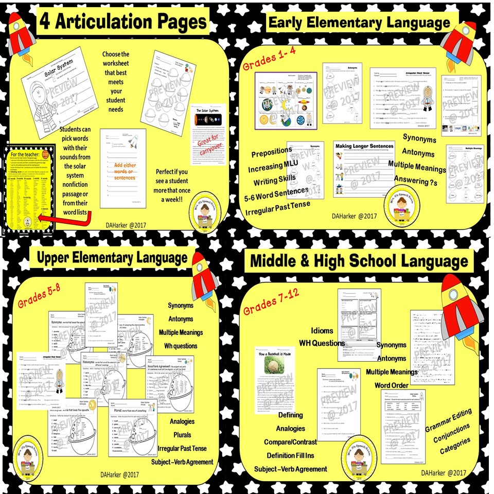 Space Speech Therapy and Solar System Speech Therapy Printable Pack ...