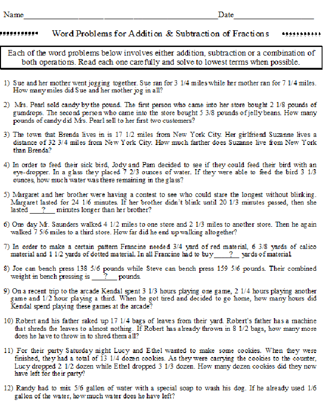 Fraction Word Problems All Operations | Made By Teachers