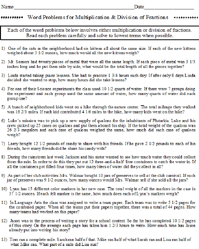 Fraction Word Problems All Operations | Made By Teachers