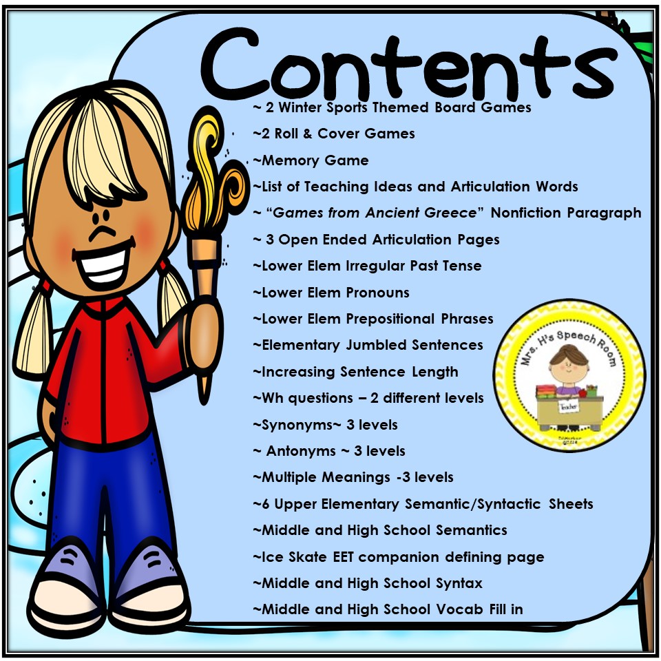 Winter Sports Speech Therapy Printable Pack | Made By Teachers