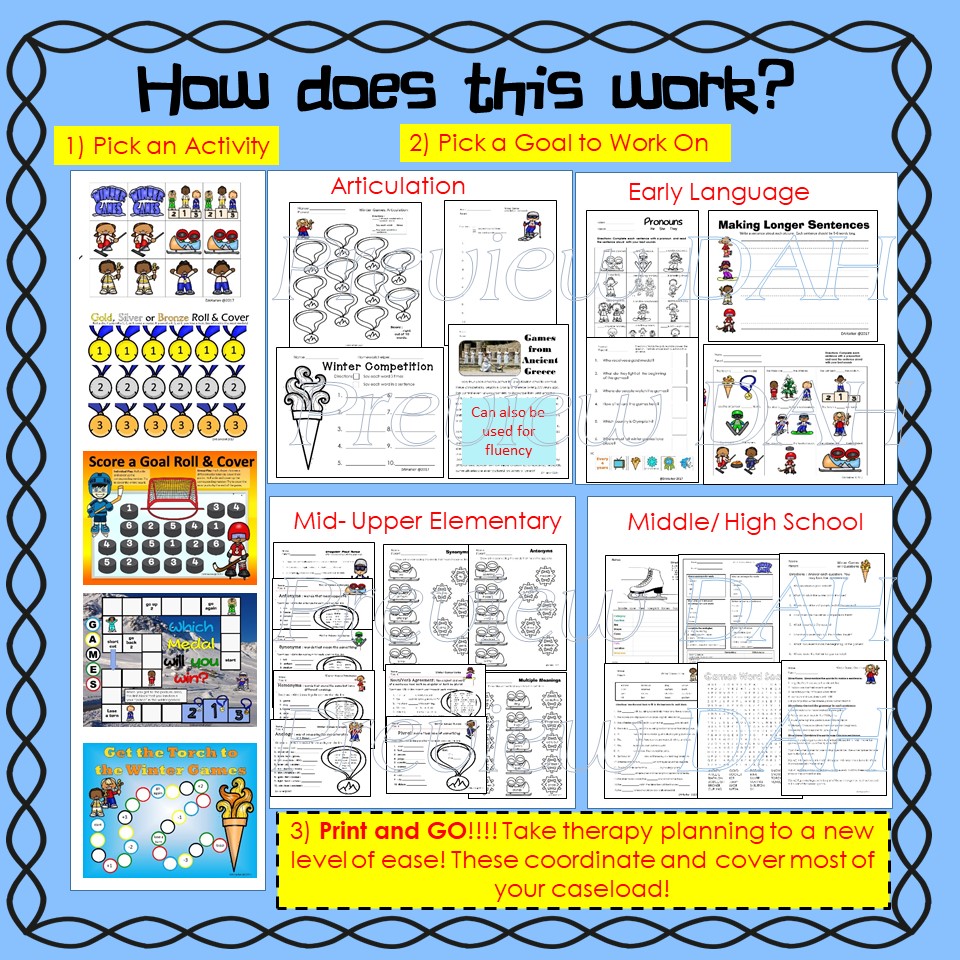 Winter Sports Speech Therapy Printable Pack | Made By Teachers