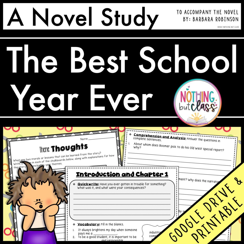 The Best School Year Ever Novel Study Unit | Comprehension and ...