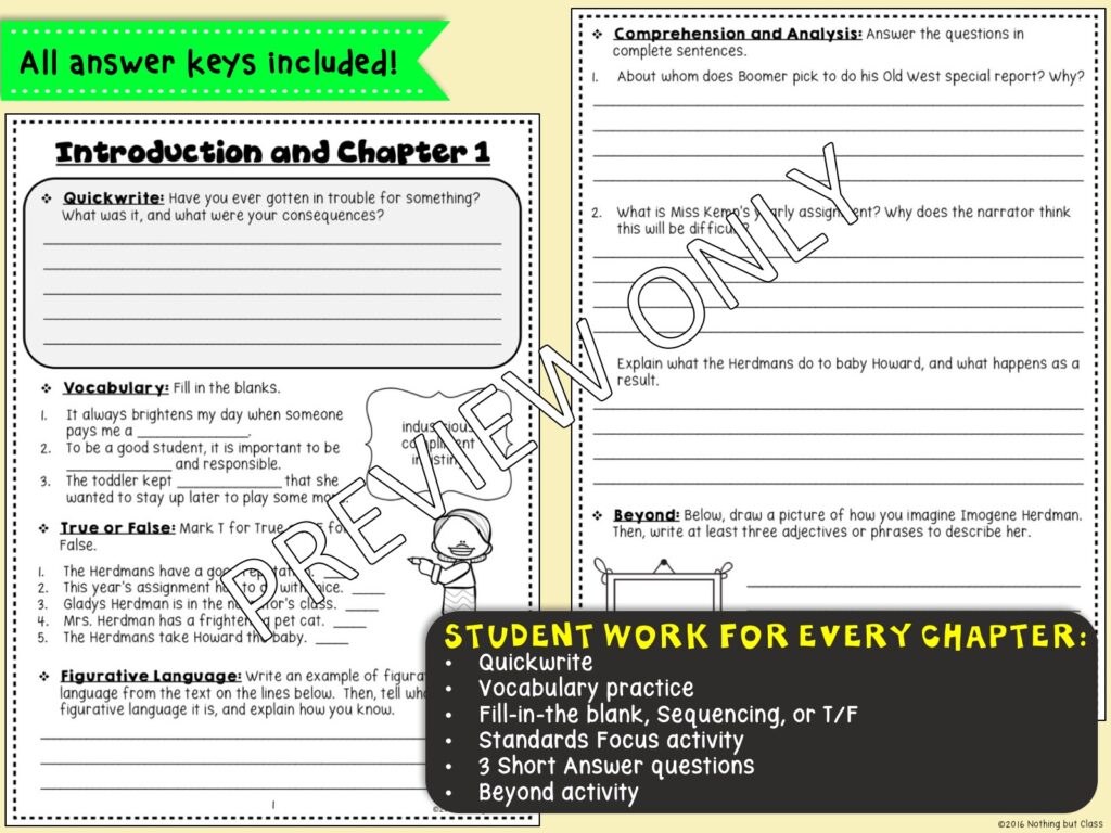 The Best School Year Ever Novel Study Unit | Comprehension and ...