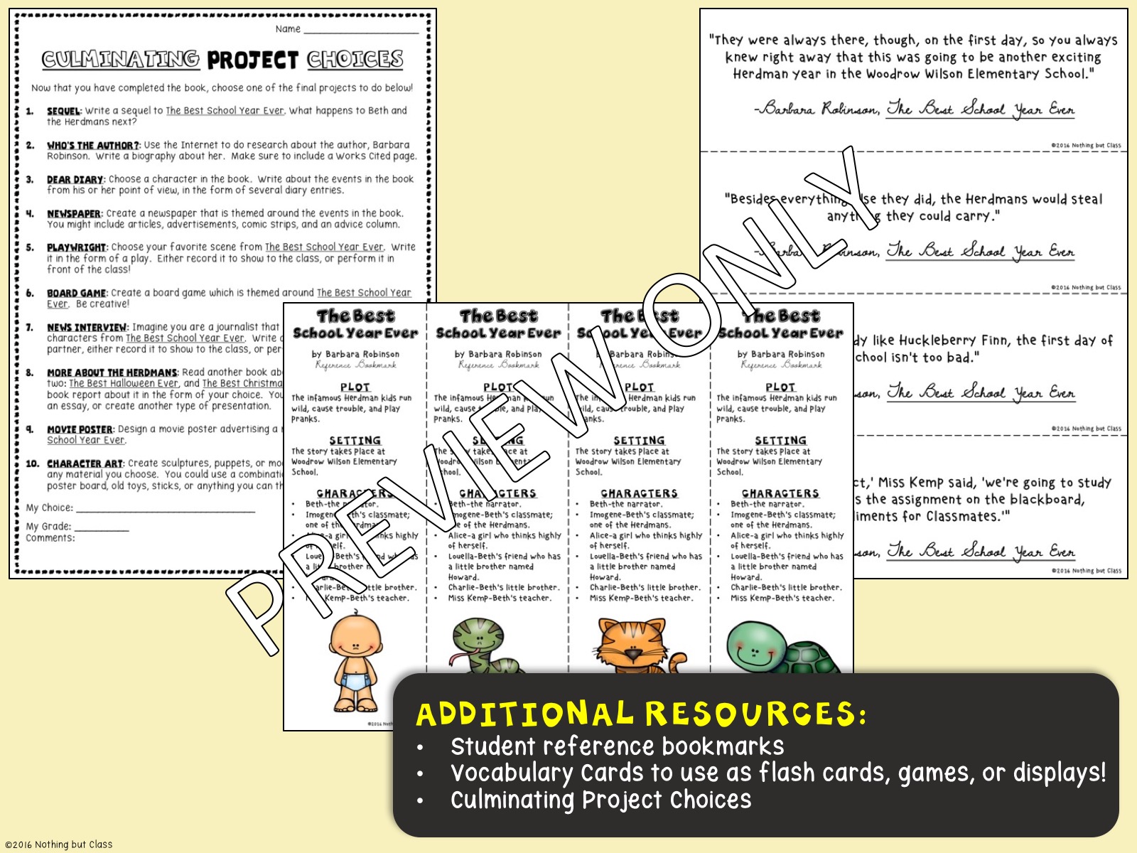 The Best School Year Ever Novel Study Unit | Comprehension and ...