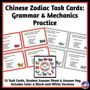 Chinese Zodiac Task Cards for Grammar and Mechanics Practice and Review ...