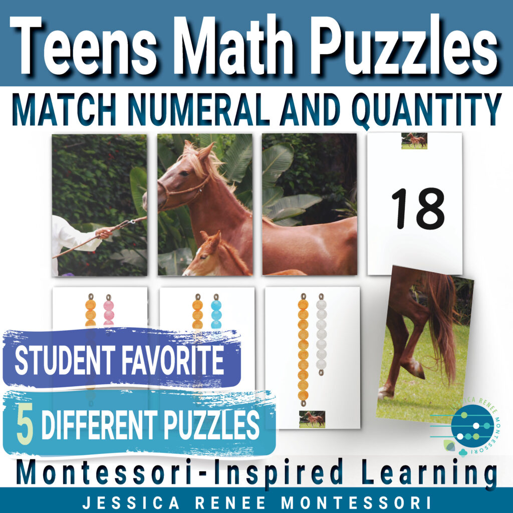 Montessori Math Puzzles Bundle for Practicing 1-10, the Teens, and the ...