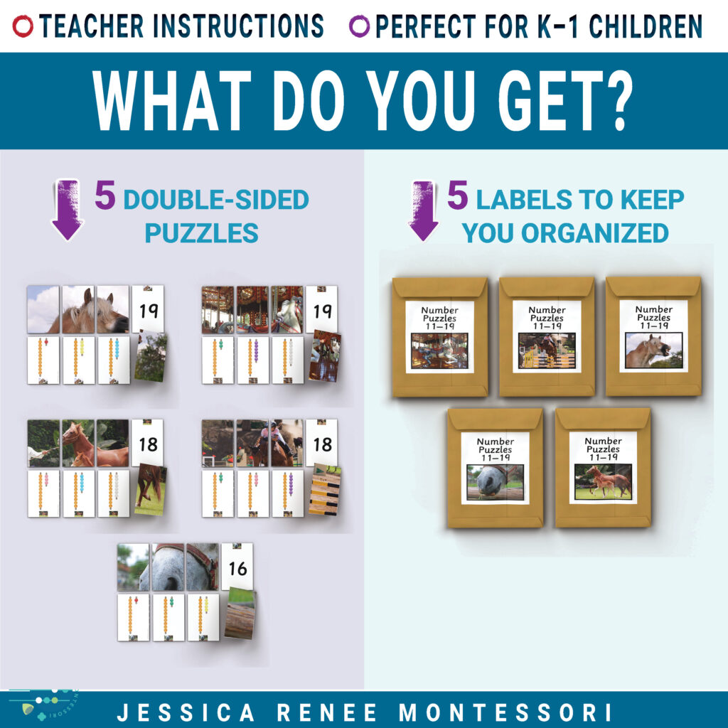 Montessori Math Puzzles for Practicing the Teen Numbers | Made By Teachers