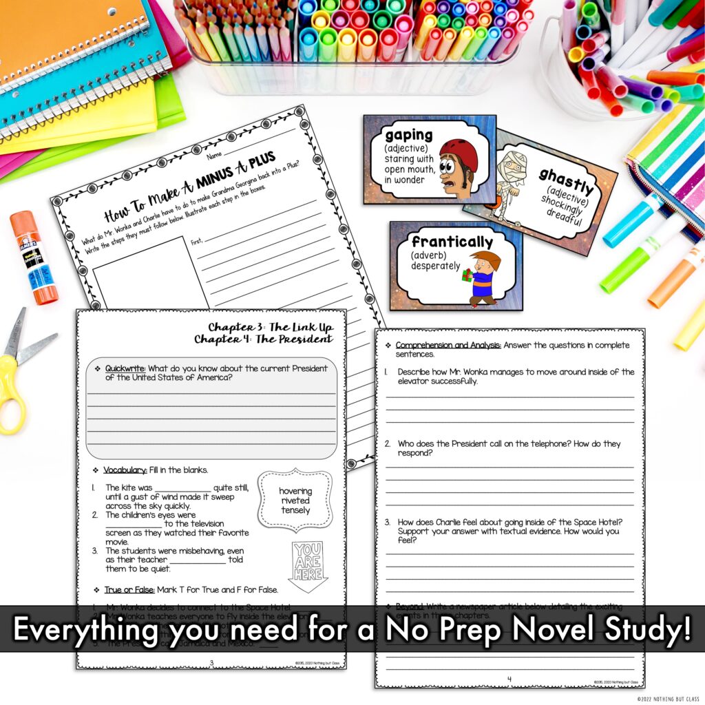 Charlie and the Great Glass Elevator Novel Study Unit | Comprehension ...