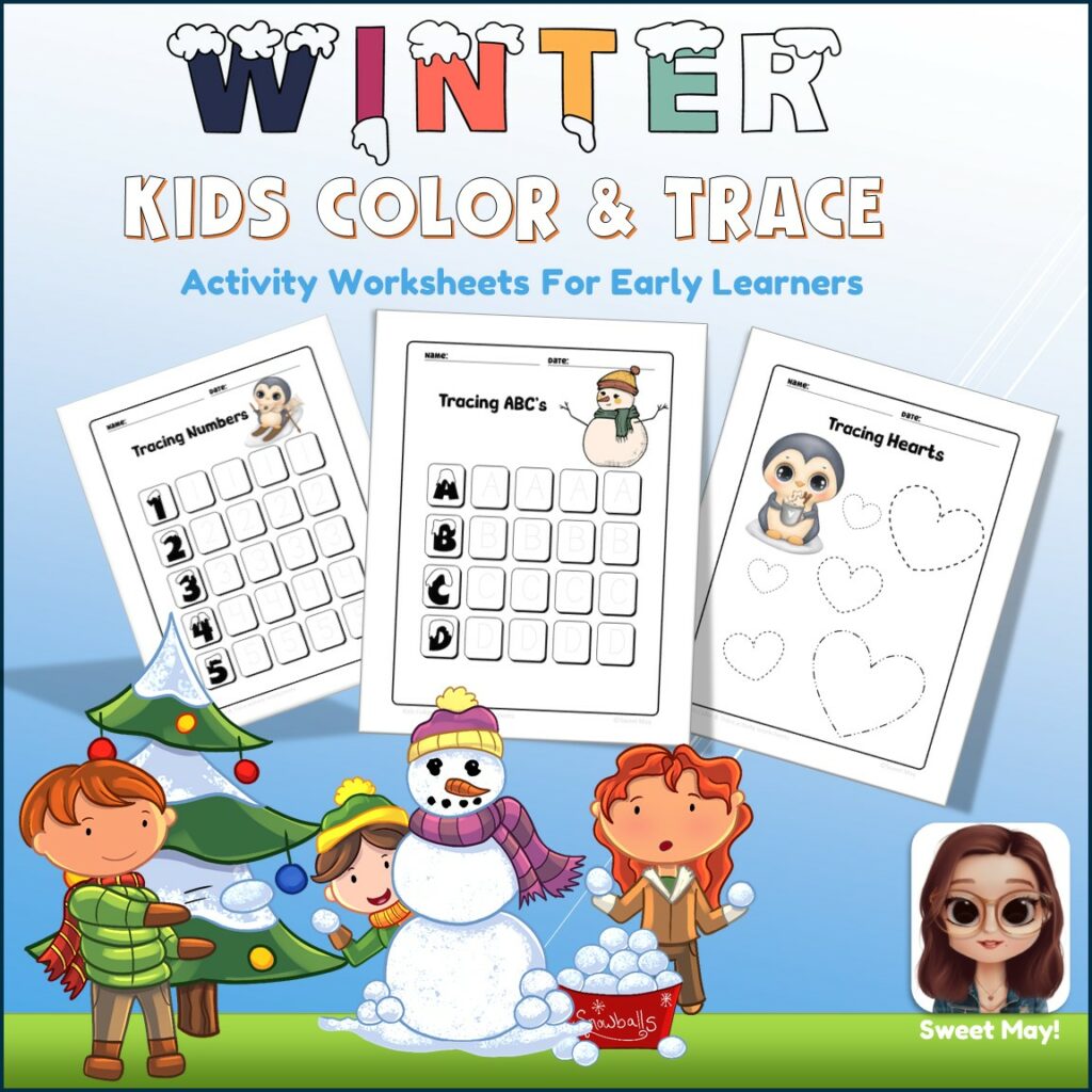 Winter - Numbers, and alphabetic for Kids Color and Trace Activity Book ...