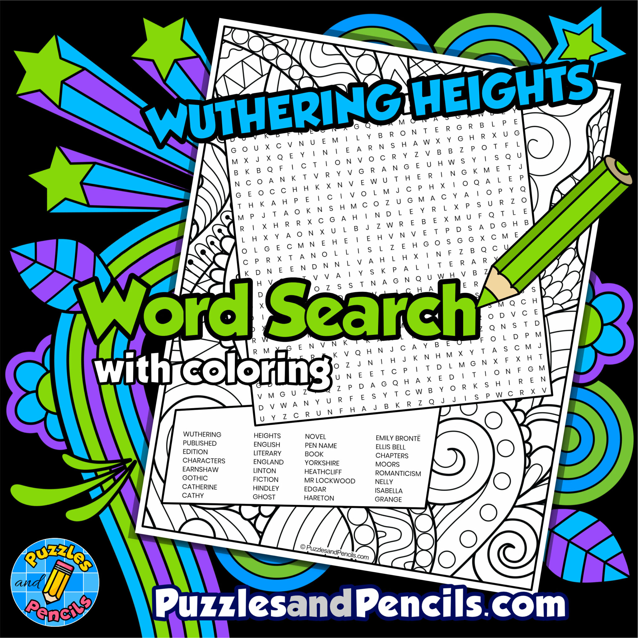 Wuthering Heights Word Search Puzzle Activity Page with Coloring ...