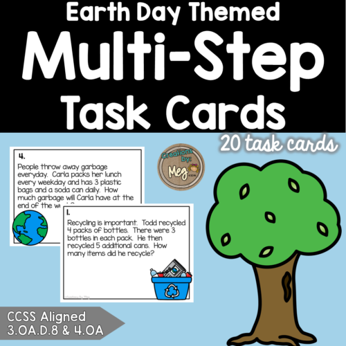 Earth Day: Multi-Step Word Problem Task Cards for Third and Fourth ...