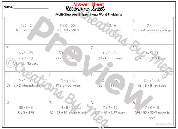 Earth Day: Multi-Step Word Problem Task Cards for Third and Fourth ...