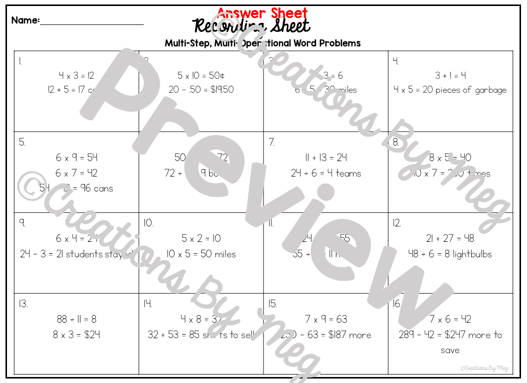 Earth Day: Multi-Step Word Problem Task Cards for Third and Fourth ...